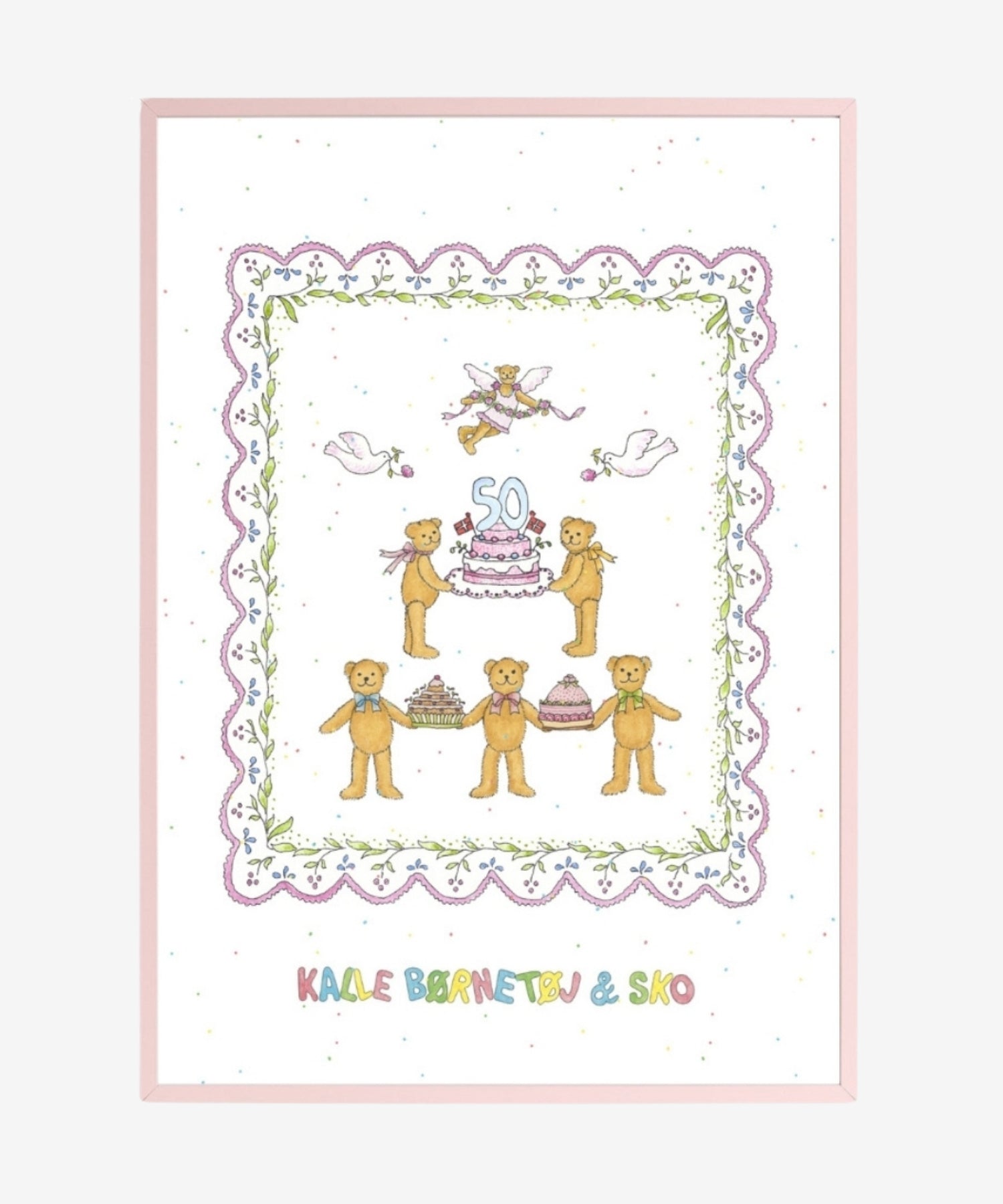 Kalle Børnetøj & Sko Frame Jubilæums Poster Krans m/Ramme - Rosa ...